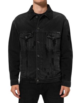 Dolce & Gabbana Mens Black Cotton Stretch Denim Blouson Jacket Co+02 Clothing