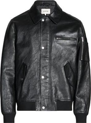 Saison 1865 Blouson Gong col classique en cuir de mouton