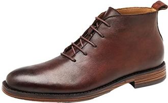 Rismart Hommes Bottes Robe Élégant Bottines Cuir Cheville Lhiver Chaussures Marron,44.5