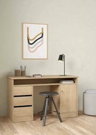 Dmora Schreibtisch Carine, Mehrzweckschreibtisch, B&uuml;rotisch f&uuml;r PC, Eckschreibtisch, 126x55 h76 cm, Eiche