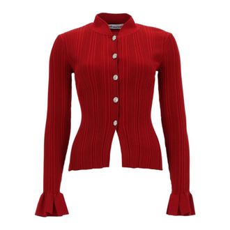 Self Portrait Viskose-Cardigan - - Knitwear - Damen - Rot - L