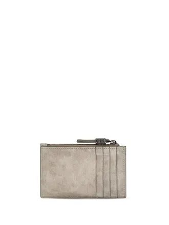 Brunello Cucinelli Womens Card Holder Suede Ice Calf Leather Wallets & Purses