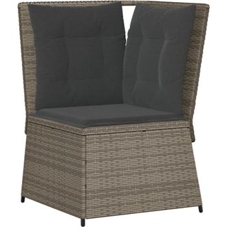 vidaXL Garten-Ecksofa mit Kissen Grau Poly Rattan - Vidaxl