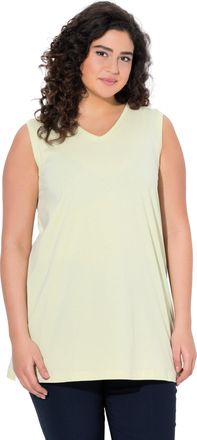 Ulla Popken Damen gro&szlig;e Gr&ouml;&szlig;en &Uuml;bergr&ouml;&szlig;en Plus Size Top, Oberteil Basic, Tank-Top, V-Ausschnitt, lockerer Schnitt Pistazie 50+ 531122407-50+