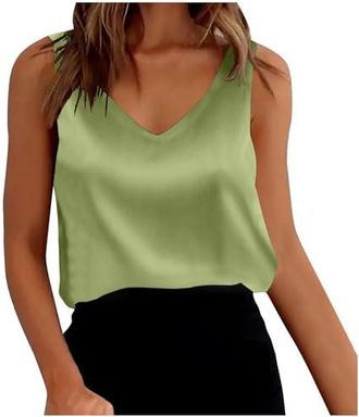 Generic D&eacute;bardeurs habill&eacute;s daffaires pour femme en satin de soie coupe ample basique sans manches 2025 chemisiers d&eacute;contract&eacute;s camisole tendance mignon d&eacute;bar
