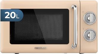 Cecotec Mikrowelle Proclean 3010 Mechanische, 20 l, Retro-Beige, 700 W, 6 Stufen, Timer bis zu 30 Minuten, Auftaumodus, Vintage-Design in Beige, Stahl-Finish