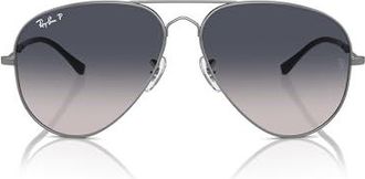 Ray-Ban Rb3825 Old Aviator Lunettes de soleil, Gris métal/bleu dégradé polarisé, 58 mm