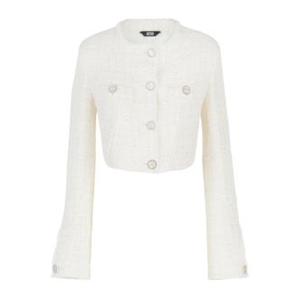 GCDS Cropped Tweed Jacket - - Jackets - Damen - Wei&szlig; - XL