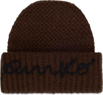 Pinko 107258 Embroidered Logo Beanie - Brown