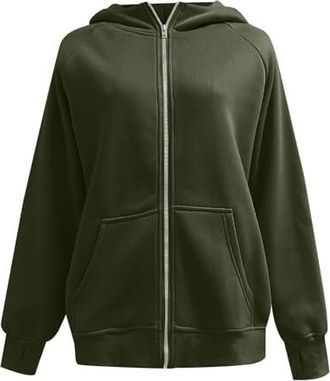 Generic Vestes pour femmes 2026 &agrave; la mode avec fermeture &eacute;clair et poche pour lautomne et lhiver, vert militaire, XXL