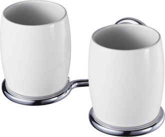 Haceka allure Doppelbecherhalter, verchromt, weißes Porzellan, 1126175