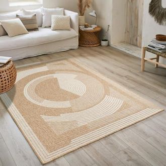 Nazar Rugs Tapis Nature Boheme Aspect Jute pour Salon, Chambre, Couloirs, ExtRieur - Couleur Naturelle (120x170 cm, 8865 Blanc)