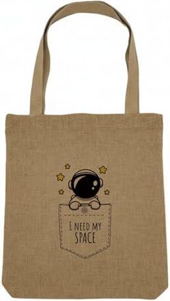 Fabulous Sac Shopping Tote Bag Aspect Lin - I need my space Pocket Illustration Astronaut Sky - Sac de Courses Toile Epaisse 360g Beige Naturel Cabas Port&eacute; Epa