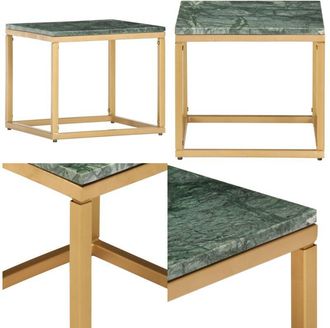 vidaXL Table basse Vert 40x40x35 cm Pierre v&eacute;ritable et texture marbre - Table Basse - Meuble Salon - Table Dappoint - Table Verte - Table En Pierre - Home
