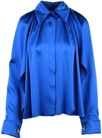 Max Mara Femme, Blouses et Chemises, Bleu, Taille: 42 FR Camicia in Satin