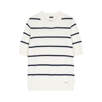 Kiton Gestreiftes Baumwoll-T-Shirt - - Tops - Damen - Wei&szlig; - XS