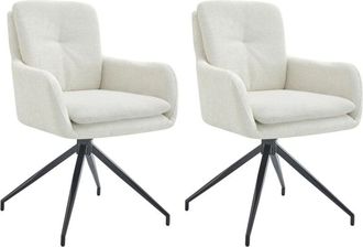 Clp 2er Set Esszimmerstuhl Pickett Stoff creme