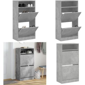 vidaXL Armoire &agrave; chaussures gris b&eacute;ton 60x34x116 cm bois ding&eacute;nierie - Meuble Chaussure - Range Chaussures - Armoire Chaussures - Rangement Entr&eacute;e - Meuble