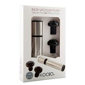 Koala 2 wiederverwendbare Vakuumpumpe und 2 anpassbare St&ouml;psel, Schwarz