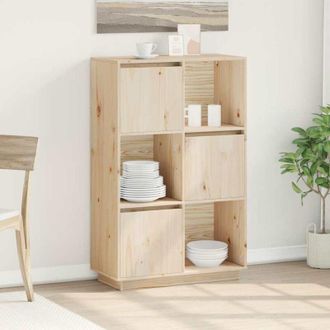 vidaXL Vidaxl - Buffet haut 74x35x117 cm en bois massif de pin - Grand espace de rangement - Portes r&eacute;versibles pour personnalisation