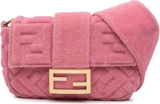 Fendi 2010-2025 FF 1974 Convertible Belt Baguette Satchel-Tasche aus Frottee mit Prägung - Rosa