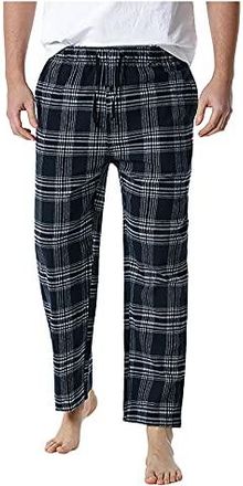 Generic Pantalon de pyjama pour homme en coton &agrave; carreaux - Pantalon de nuit l&eacute;ger &agrave; taille moyenne avec de grandes poches - Pantoufles en mousse &agrave; m&eacute;moire de
