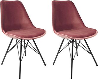Kick Collection 2er Set Esszimmerst&uuml;hl Velvet - Samt - Rosa - Modern und Hochwertig - Samtstoff und Metall - Erh&auml;ltlich in vielen Farben