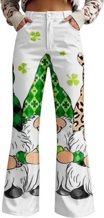 Generic HUIFUAO Pantalon de la Saint-Patrick pour femme - Pantalon tr&egrave;fle amusant - Costume irlandais de la St Paddy - Pantalon de tr&egrave;fle irlandais - Grande t