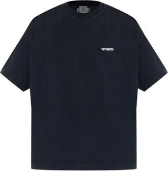 VETEMENTS Homme, Tops, Noir, Taille: M T-shirt avec logo brod&eacute;