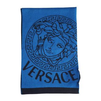 Versace Femme, Accessoires, Bleu, Taille: ONE Size Stola Pashmina Lana