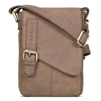 Royalz Louisiana Leder Umhängetasche Klein für Männer Herren Ledertasche Mini Seitentasche Vintage Look Tasche zum Umhängen, Farbe:Montana Braun