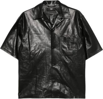 Amiri Homme, Chemises, Noir, Taille: M Lightweight Leather Camp Shirt