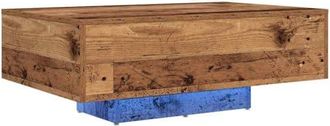 vidaXL Table basse avec lumi&egrave;res LED en bois ancien 85x55x31 cm