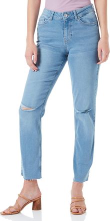 Pieces Damen Pcluna Straight Mw ANK DST Mb391 Noos Bc, Medium Blue Denim, 27W / 30L