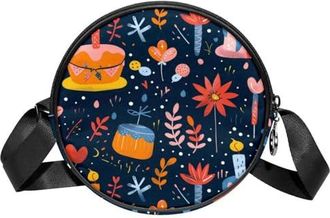 Generic Petit sac &agrave; bandouli&egrave;re rond pour femme, sac &agrave; bandouli&egrave;re pour printemps, anniversaire, sac &agrave; dos avec fermeture &eacute;clair, bretelles r&eacute;glables, sac &agrave; m