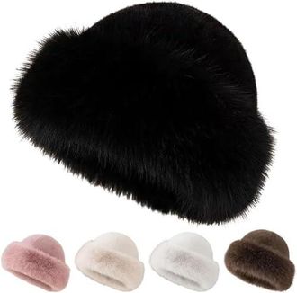 Generic Chapeau cloche dhiver en fausse fourrure pour femme, chapeau chaud en fourrure duveteuse, chapeau de p&ecirc;cheur en fourrure, chapeau dhiver chaud en viso
