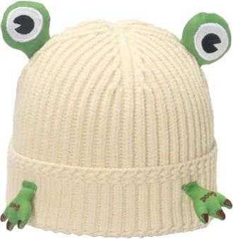 Generic Chapeau tricot&eacute; dautomne et dhiver pour femme - Joli bonnet en laine avec oreilles de grenouille, beige, Taille unique