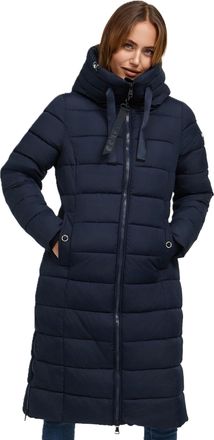 Navahoo Damen Winterjacke (XS-3XL) - Wind- & Wasserabweisend, gro&szlig;e Kapuze, seitliche Gehschlitze, Steppmantel, Warme Jacke Frauen - N036 (XS, Navy)