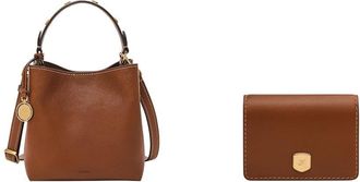 Fossil Damen Jessie Braune Ledertasche und Lennox Portemonnaie, Set