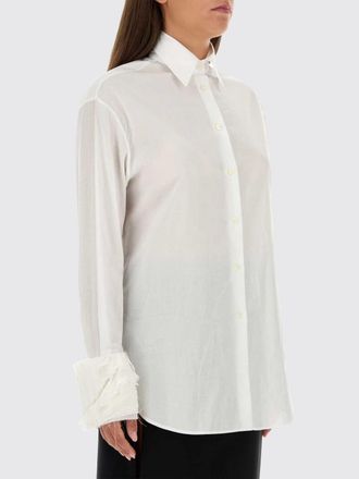 Jil Sander Chemise &agrave; manches longues en pur coton avec ourlet arrondi