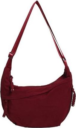 Generic Quantifyn Sac à bandoulière, nouveau modèle, mode pour femme, couleur unie, sac besace en nylon, séparateur à lintérieur, sangle réglable, Rouge, 30*2