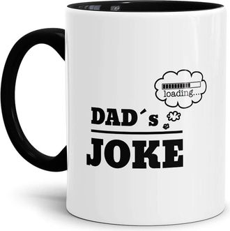 Tassendruck Papa-Tasse Dad´s Joke - Kaffeetasse/Mug/Cup/Witzig/Lustig/Vater/Innen & Henkel Schwarz