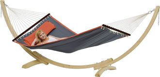 Amazonas Sandals H&auml;ngemattenset American Dream Set Grey H&auml;ngematte inkl. hochwertigem Gestell aus FSC Fichtenholz