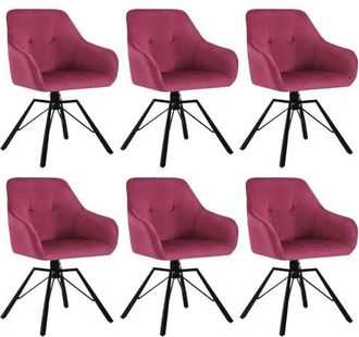 Woltu Chaise Pivotante &agrave; 360&deg;, Lot de 6, Chaise Salle &agrave; Manger Scandinave, en Velours, Assise Rembourr&eacute;e, Pieds en M&eacute;tal, Bordeaux