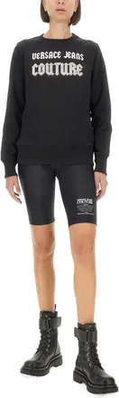 Versace Jeans Couture Logo-Embroidered Cotton Sweatshirt - Black