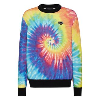 Philipp Plein Homme, Pulls, Multicolore, Taille: 3XL Pullover Col Rond Tie Dye