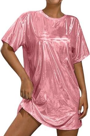 Generic Tee Shirt Femme Sport Loisirs Chic T-Shirts Haut &Agrave; Manches Courtes Ete Loose Basic Tee-Shirt Grande Taille Confortable Col en Rond Top Blouse Manche C