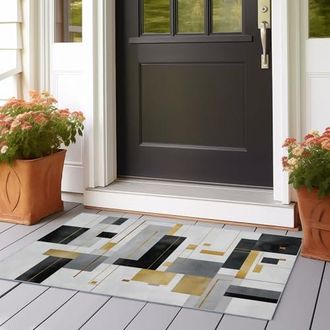 Generic Tapis de Passage Couloir Long Blocs de Couleurs g&eacute;om&eacute;triques Luxueux Cuisine Devant Evier Antid&eacute;rapant 60x210 cm Absorbant Tapis d Entree Interieur po