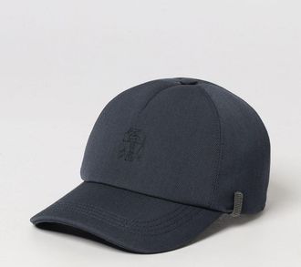 Brunello Cucinelli Baseballkappe aus Baumwolltwill mit Logo und Monili-Verzierung