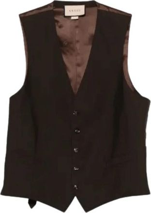 Gucci Wollmisch-Weste mit Knopfleiste - - Suits - Herren - Braun - XL